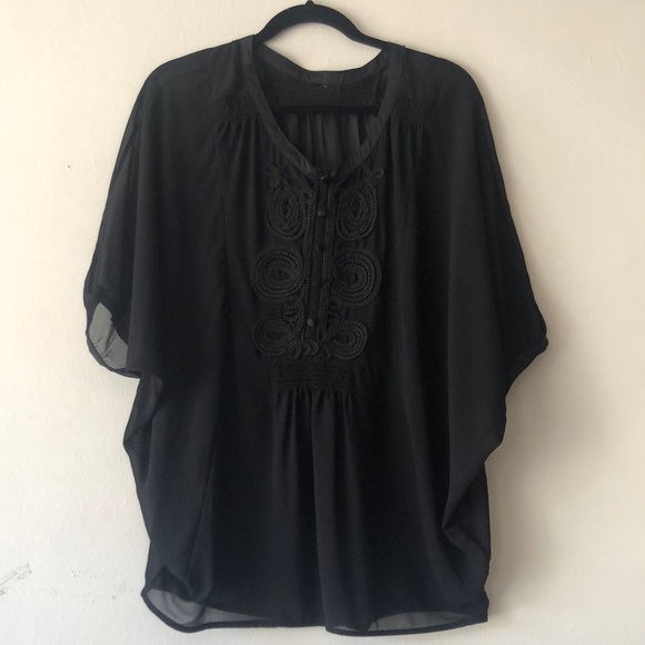 Nordstrom | Tops | Nordstroms Black Sheer Oversized Blouse | Poshmark